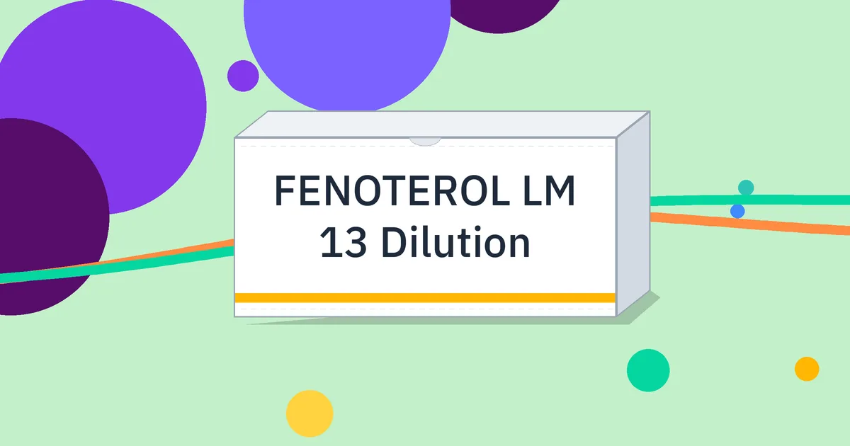 Symbolbild: Packung mit der Aufschrift FENOTEROL LM 13 Dilution (PZN 12847090) – Verfügbarkeit und Bezug in Apotheken in Frankfurt am Main