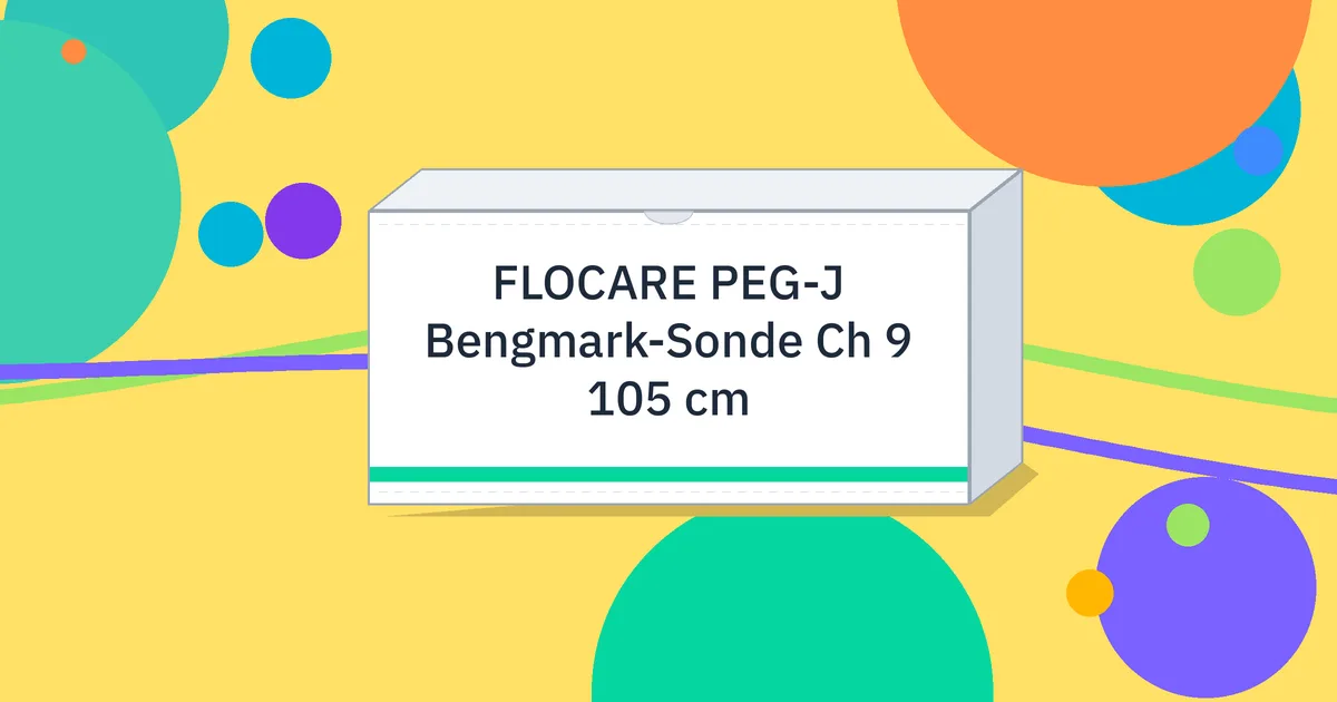 Symbolbild: Packung mit der Aufschrift FLOCARE PEG-J Bengmark-Sonde Ch 9 105 cm (PZN 11289831) – Verfügbarkeit und Bezug in Apotheken in Frankfurt am Main