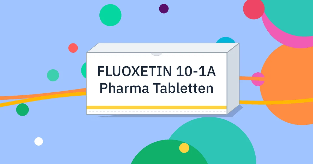 Symbolbild: Packung mit der Aufschrift FLUOXETIN 10-1A Pharma Tabletten (PZN 04833010) – Verfügbarkeit und Bezug in Apotheken in Frankfurt am Main