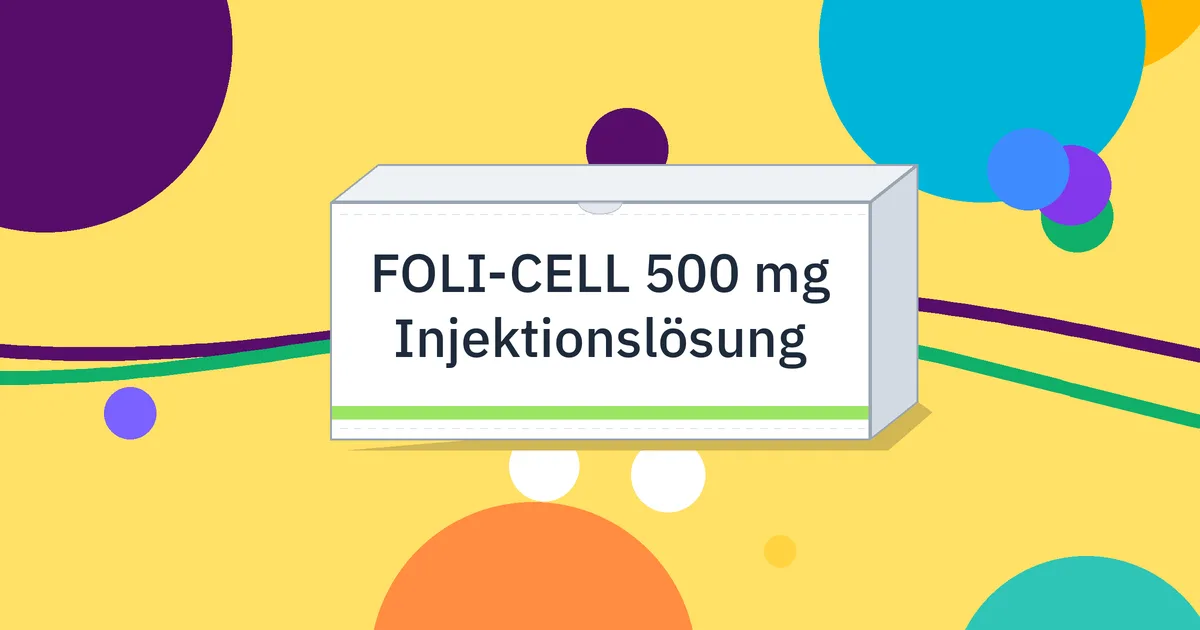 Symbolbild: Packung mit der Aufschrift FOLI-CELL 500 mg Injektionslösung (PZN 06983245) – Verfügbarkeit und Bezug in Apotheken in Frankfurt am Main