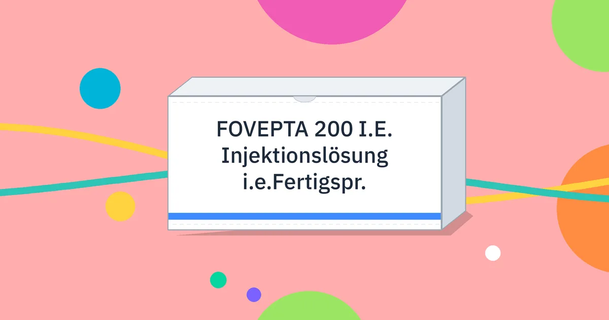 Symbolbild: Packung mit der Aufschrift FOVEPTA 200 I.E. Injektionslösung i.e.Fertigspr. (PZN 10758324) – Verfügbarkeit und Bezug in Apotheken in Frankfurt am Main