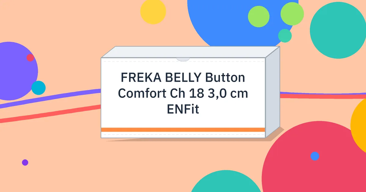 Symbolbild: Packung mit der Aufschrift FREKA BELLY Button Comfort Ch 18 3,0 cm ENFit (PZN 11481511) – Verfügbarkeit und Bezug in Apotheken in Frankfurt am Main