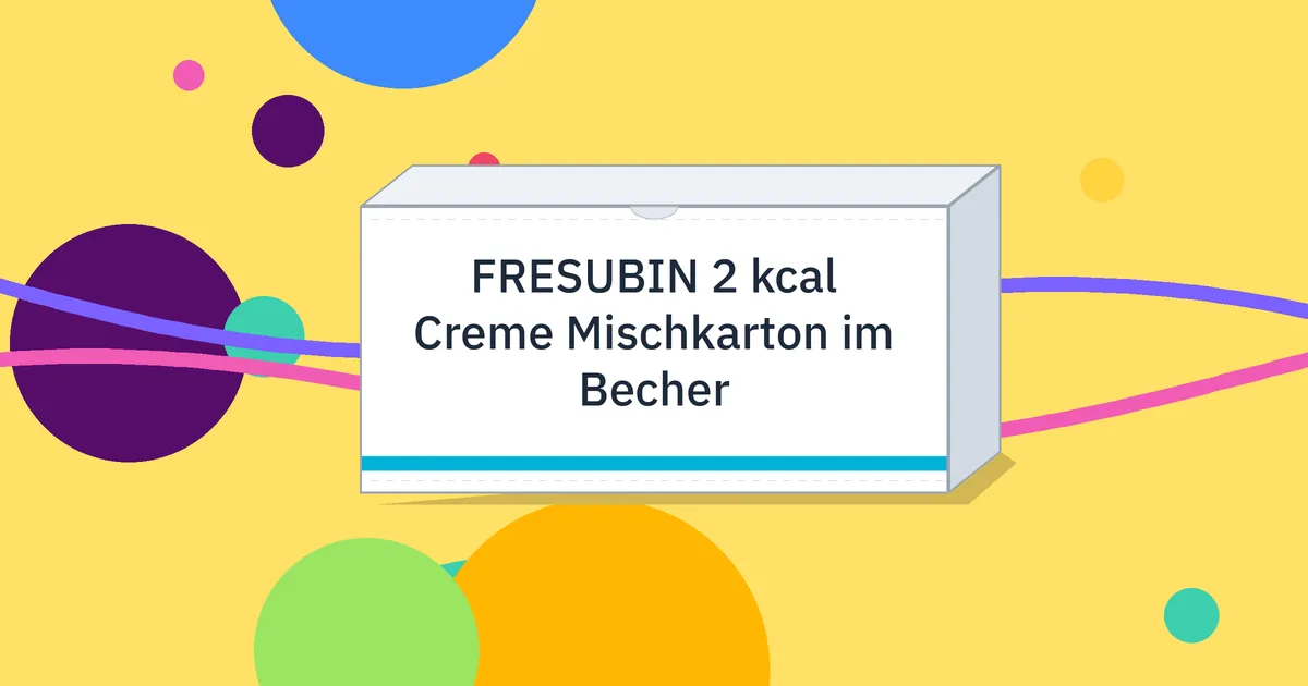 Symbolbild: Packung mit der Aufschrift FRESUBIN 2 kcal Creme Mischkarton im Becher (PZN 20542341) – Verfügbarkeit und Bezug in Apotheken in Frankfurt am Main