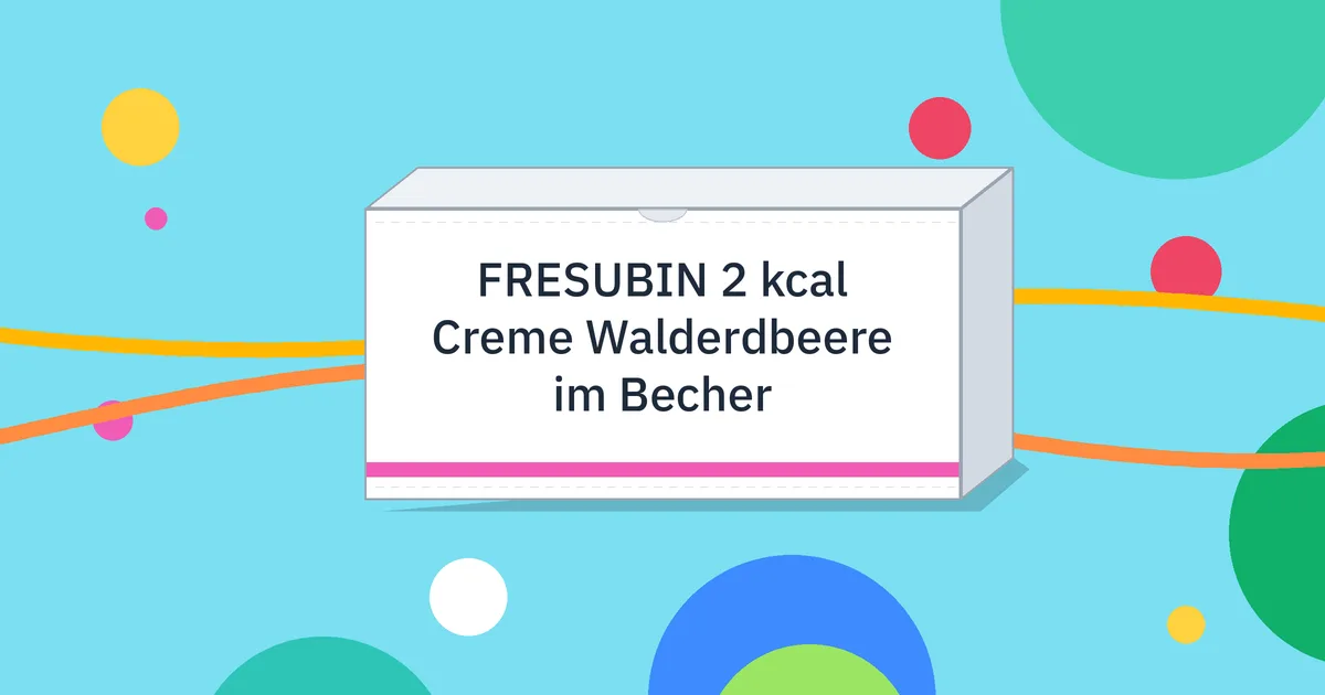 Symbolbild: Packung mit der Aufschrift FRESUBIN 2 kcal Creme Walderdbeere im Becher (PZN 19860254) – Verfügbarkeit und Bezug in Apotheken in Frankfurt am Main