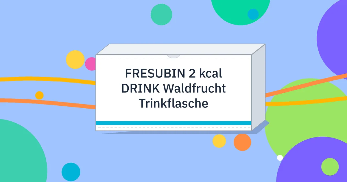 Symbolbild: Packung mit der Aufschrift FRESUBIN 2 kcal DRINK Waldfrucht Trinkflasche (PZN 00063785) – Verfügbarkeit und Bezug in Apotheken in Frankfurt am Main