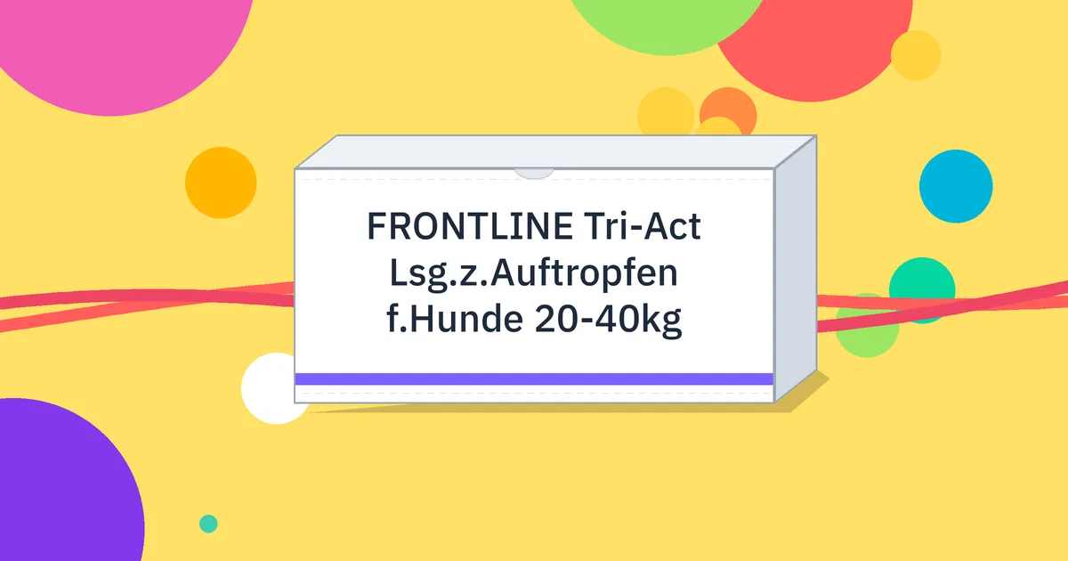 Symbolbild: Packung mit der Aufschrift FRONTLINE Tri-Act Lsg.z.Auftropfen f.Hunde 20-40kg (PZN 16359890) – Verfügbarkeit und Bezug in Apotheken in Frankfurt am Main