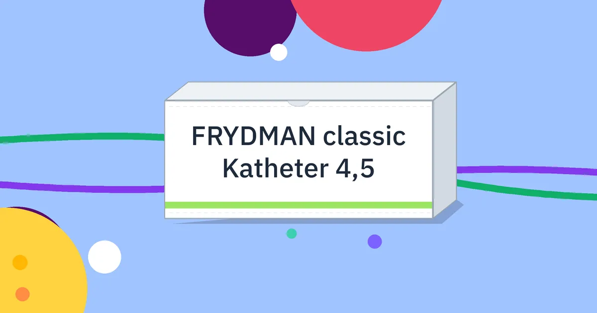 Symbolbild: Packung mit der Aufschrift FRYDMAN classic Katheter 4,5 (PZN 00825396) – Verfügbarkeit und Bezug in Apotheken in Frankfurt am Main