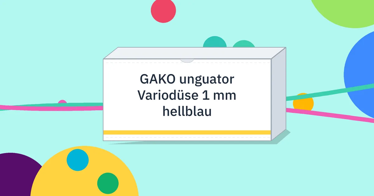 Symbolbild: Packung mit der Aufschrift GAKO unguator Variodüse 1 mm hellblau (PZN 11603569) – Verfügbarkeit und Bezug in Apotheken in Frankfurt am Main