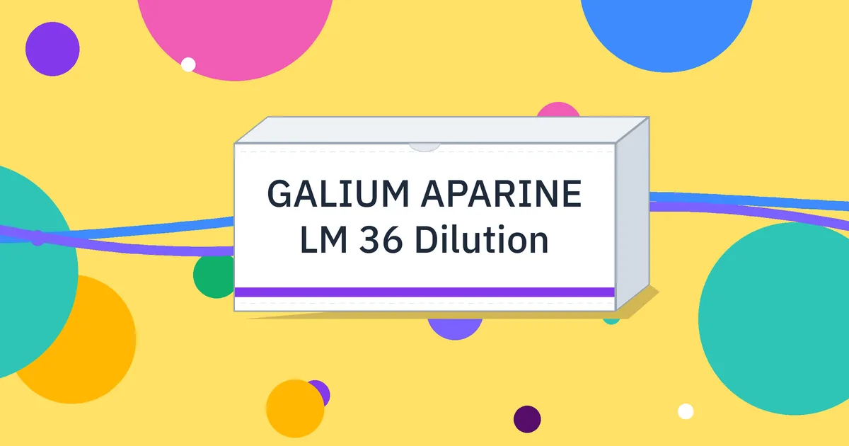 Symbolbild: Packung mit der Aufschrift GALIUM APARINE LM 36 Dilution (PZN 13497350) – Verfügbarkeit und Bezug in Apotheken in Frankfurt am Main