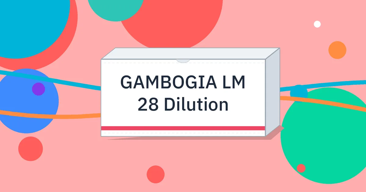 Symbolbild: Packung mit der Aufschrift GAMBOGIA LM 28 Dilution (PZN 13498705) – Verfügbarkeit und Bezug in Apotheken in Frankfurt am Main