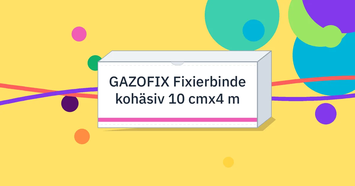 Symbolbild: Packung mit der Aufschrift GAZOFIX Fixierbinde kohäsiv 10 cmx4 m (PZN 19882818) – Verfügbarkeit und Bezug in Apotheken in Frankfurt am Main