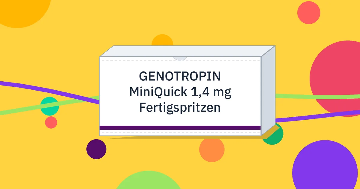Symbolbild: Packung mit der Aufschrift GENOTROPIN MiniQuick 1,4 mg Fertigspritzen (PZN 08630640) – Verfügbarkeit und Bezug in Apotheken in Frankfurt am Main