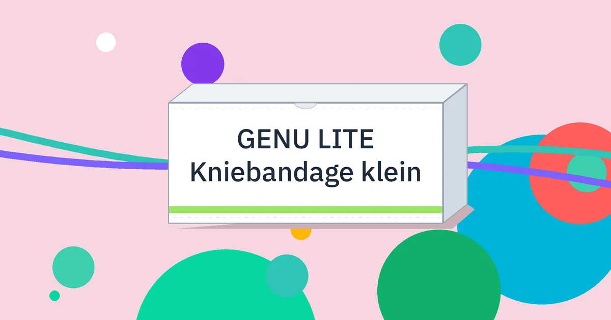 Symbolbild: Packung mit der Aufschrift GENU LITE Kniebandage klein (PZN 04496653) – Verfügbarkeit und Bezug in Apotheken in Frankfurt am Main
