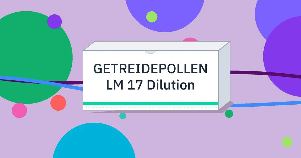Symbolbild: Packung mit der Aufschrift GETREIDEPOLLEN LM 17 Dilution (PZN 12877688) – Verfügbarkeit und Bezug in Apotheken in Frankfurt am Main