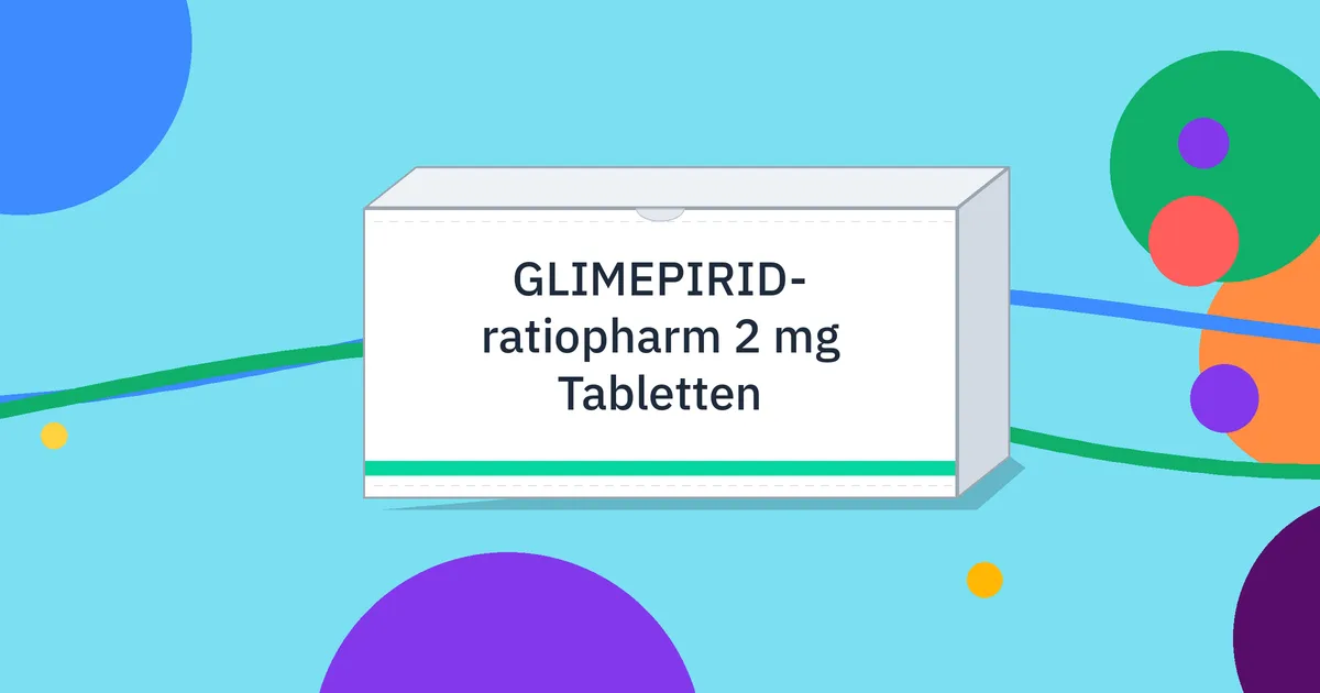 Symbolbild: Packung mit der Aufschrift GLIMEPIRID-ratiopharm 2 mg Tabletten (PZN 01138901) – Verfügbarkeit und Bezug in Apotheken in Frankfurt am Main