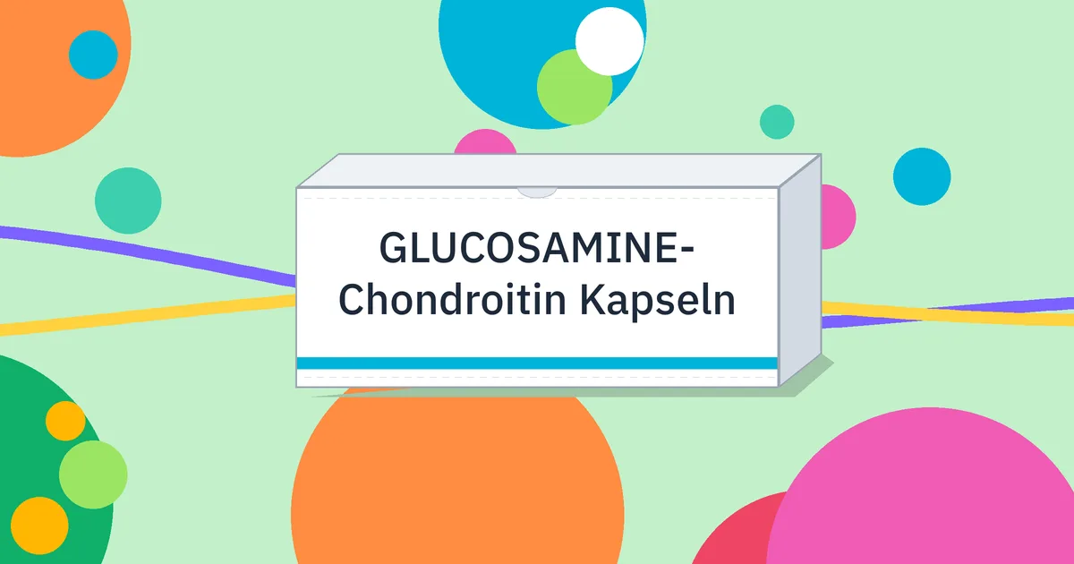 Symbolbild: Packung mit der Aufschrift GLUCOSAMINE-Chondroitin Kapseln (PZN 19740283) – Verfügbarkeit und Bezug in Apotheken in Frankfurt am Main