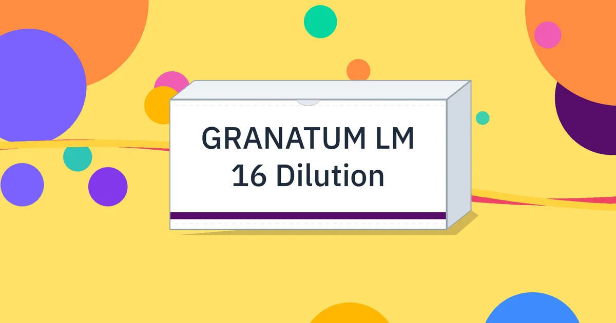 Symbolbild: Packung mit der Aufschrift GRANATUM LM 16 Dilution (PZN 13546077) – Verfügbarkeit und Bezug in Apotheken in Frankfurt am Main