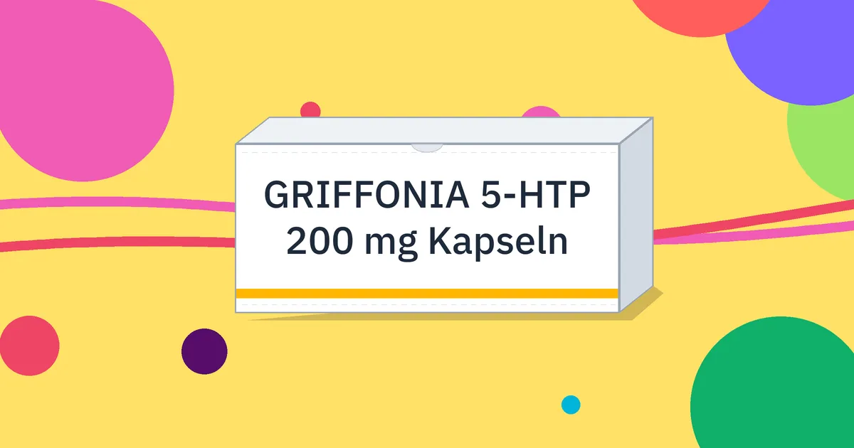 Symbolbild: Packung mit der Aufschrift GRIFFONIA 5-HTP 200 mg Kapseln (PZN 13424569) – Verfügbarkeit und Bezug in Apotheken in Frankfurt am Main