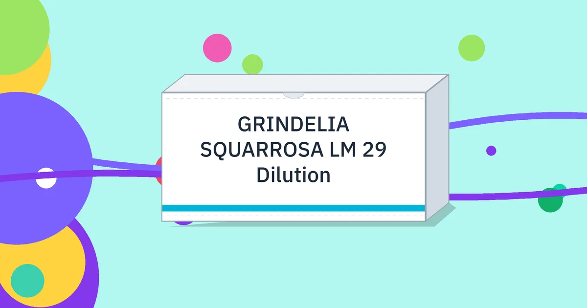 Symbolbild: Packung mit der Aufschrift GRINDELIA SQUARROSA LM 29 Dilution (PZN 13547680) – Verfügbarkeit und Bezug in Apotheken in Frankfurt am Main