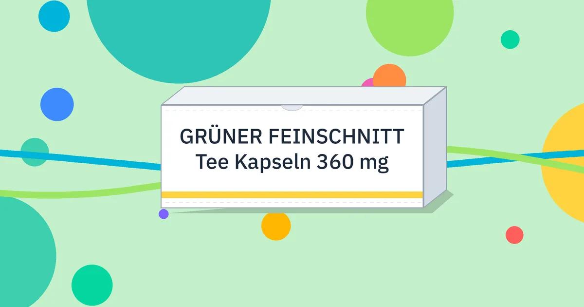 Symbolbild: Packung mit der Aufschrift GRÜNER FEINSCHNITT Tee Kapseln 360 mg (PZN 17178274) – Verfügbarkeit und Bezug in Apotheken in Frankfurt am Main