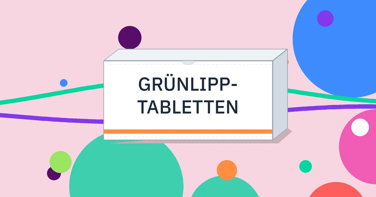 Symbolbild: Packung mit der Aufschrift GRÜNLIPP-TABLETTEN (PZN 06680220) – Verfügbarkeit und Bezug in Apotheken in Frankfurt am Main