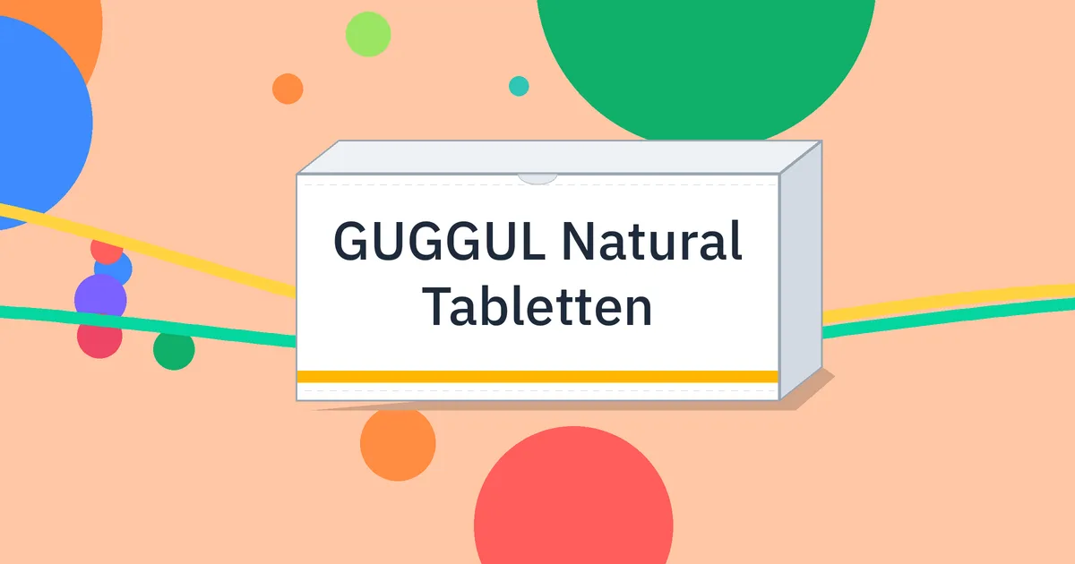 Symbolbild: Packung mit der Aufschrift GUGGUL Natural Tabletten (PZN 19152563) – Verfügbarkeit und Bezug in Apotheken in Frankfurt am Main