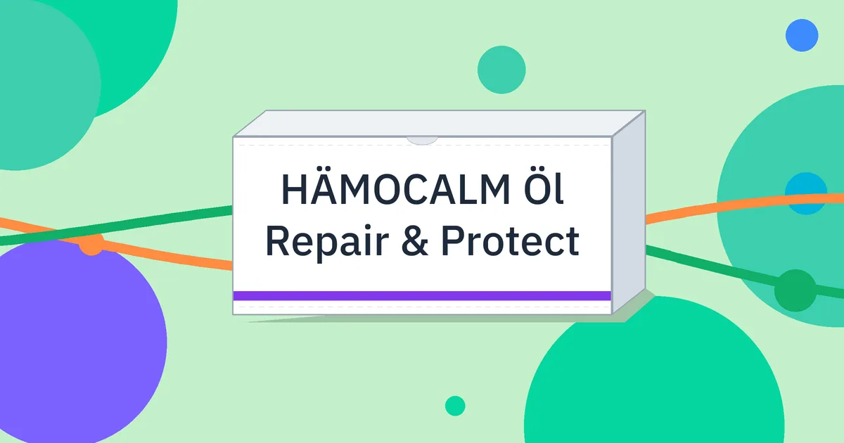 Symbolbild: Packung mit der Aufschrift HÄMOCALM Öl Repair & Protect (PZN 10086675) – Verfügbarkeit und Bezug in Apotheken in Frankfurt am Main