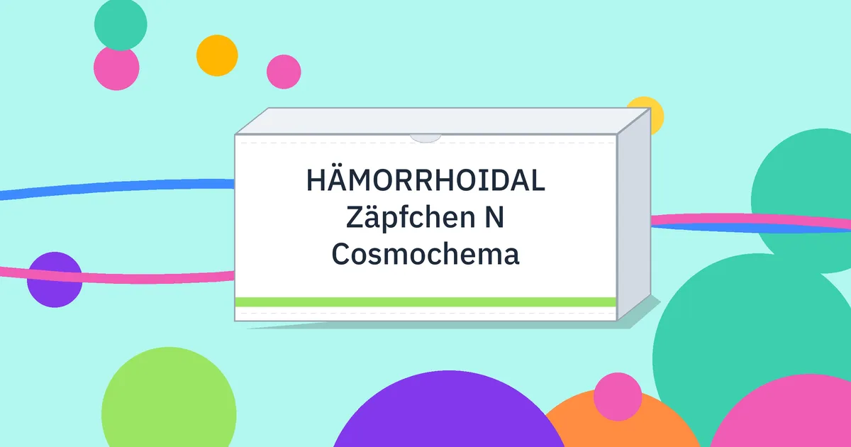 Symbolbild: Packung mit der Aufschrift HÄMORRHOIDAL Zäpfchen N Cosmochema (PZN 03914918) – Verfügbarkeit und Bezug in Apotheken in Frankfurt am Main