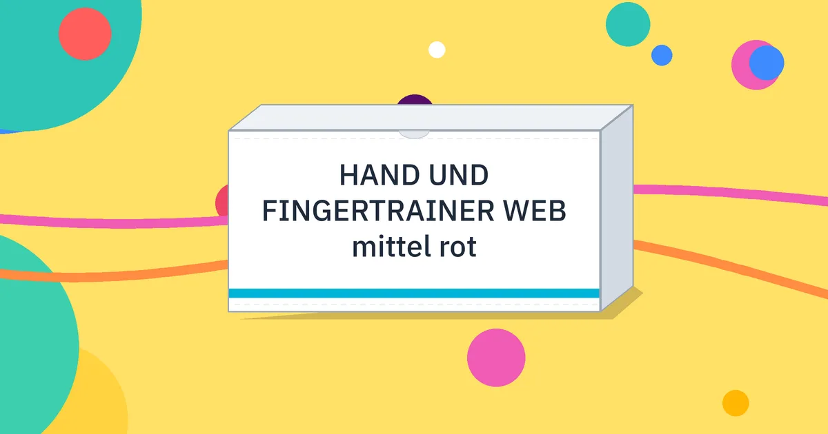 Symbolbild: Packung mit der Aufschrift HAND UND FINGERTRAINER WEB mittel rot (PZN 11344814) – Verfügbarkeit und Bezug in Apotheken in Frankfurt am Main