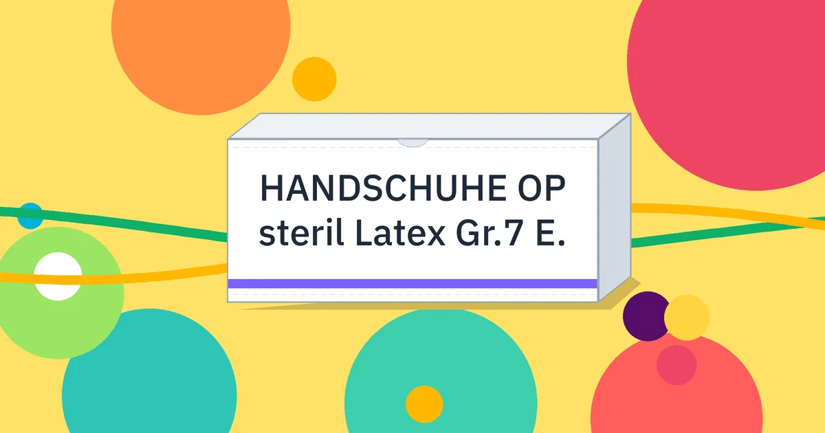 Symbolbild: Packung mit der Aufschrift HANDSCHUHE OP steril Latex Gr.7 E. (PZN 01963344) – Verfügbarkeit und Bezug in Apotheken in Frankfurt am Main
