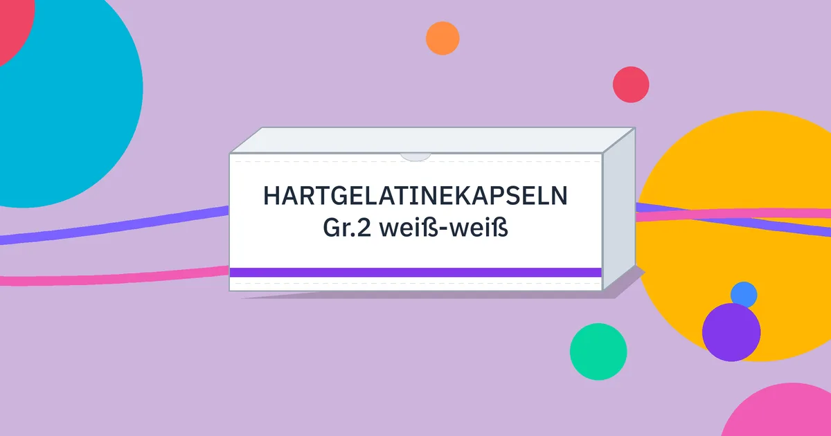 Symbolbild: Packung mit der Aufschrift HARTGELATINEKAPSELN Gr.2 weiß-weiß (PZN 03202939) – Verfügbarkeit und Bezug in Apotheken in Frankfurt am Main