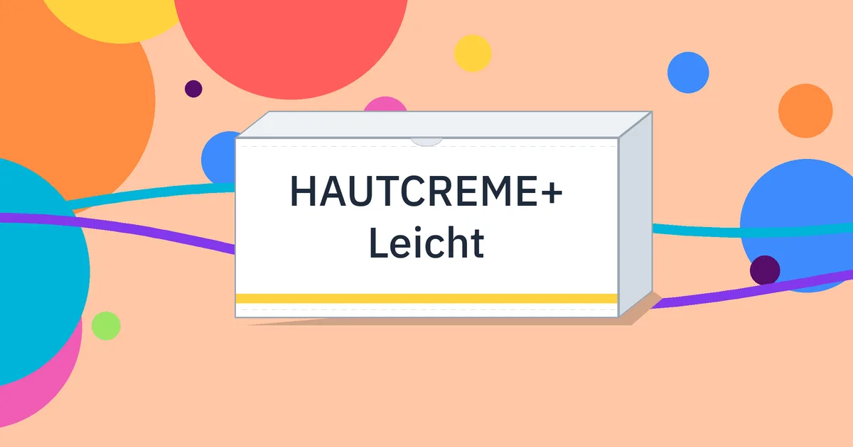 Symbolbild: Packung mit der Aufschrift HAUTCREME+ Leicht (PZN 12386588) – Verfügbarkeit und Bezug in Apotheken in Frankfurt am Main