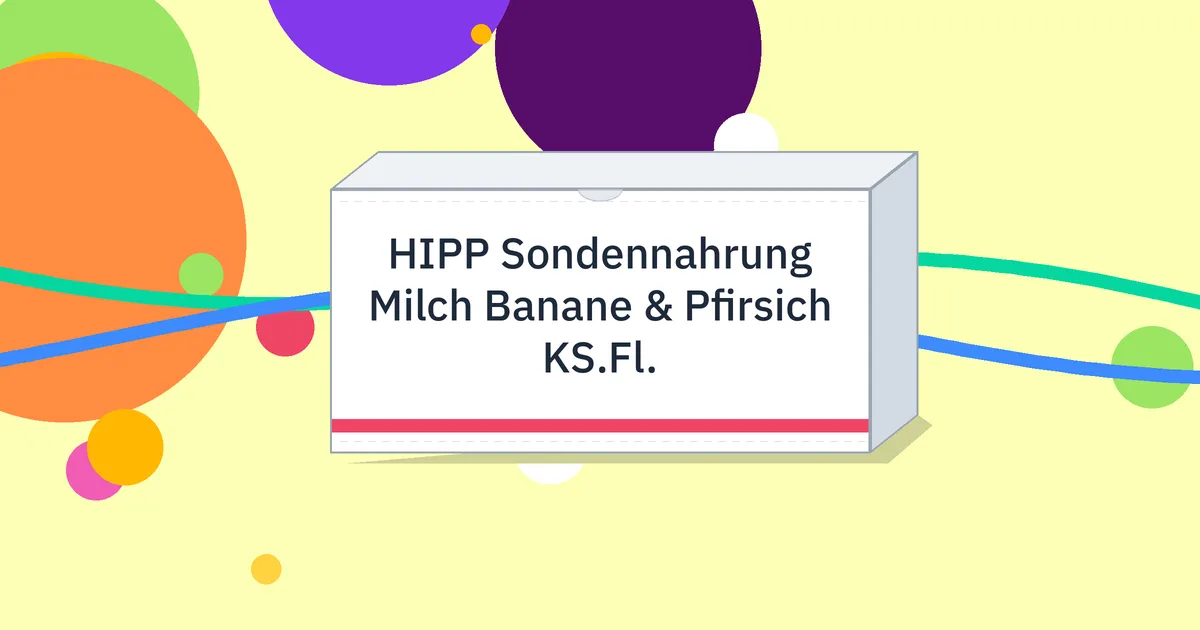 Symbolbild: Packung mit der Aufschrift HIPP Sondennahrung Milch Banane & Pfirsich KS.Fl. (PZN 12896591) – Verfügbarkeit und Bezug in Apotheken in Frankfurt am Main
