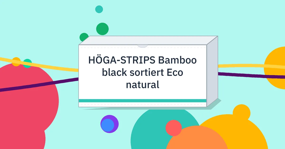 Symbolbild: Packung mit der Aufschrift HÖGA-STRIPS Bamboo black sortiert Eco natural (PZN 18294284) – Verfügbarkeit und Bezug in Apotheken in Frankfurt am Main
