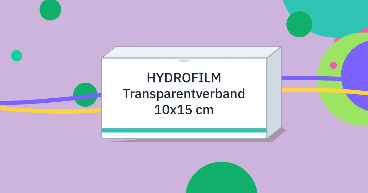 Symbolbild: Packung mit der Aufschrift HYDROFILM Transparentverband 10x15 cm (PZN 12594507) – Verfügbarkeit und Bezug in Apotheken in Frankfurt am Main