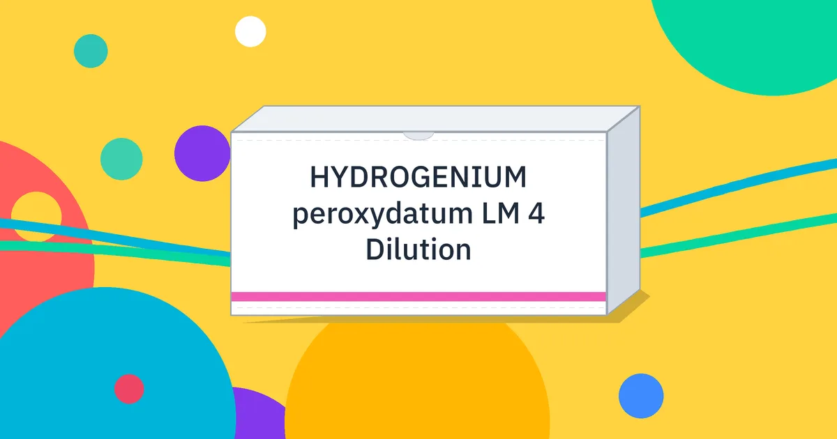 Symbolbild: Packung mit der Aufschrift HYDROGENIUM peroxydatum LM 4 Dilution (PZN 13557129) – Verfügbarkeit und Bezug in Apotheken in Frankfurt am Main