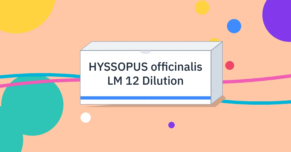 Symbolbild: Packung mit der Aufschrift HYSSOPUS officinalis LM 12 Dilution (PZN 13558175) – Verfügbarkeit und Bezug in Apotheken in Frankfurt am Main