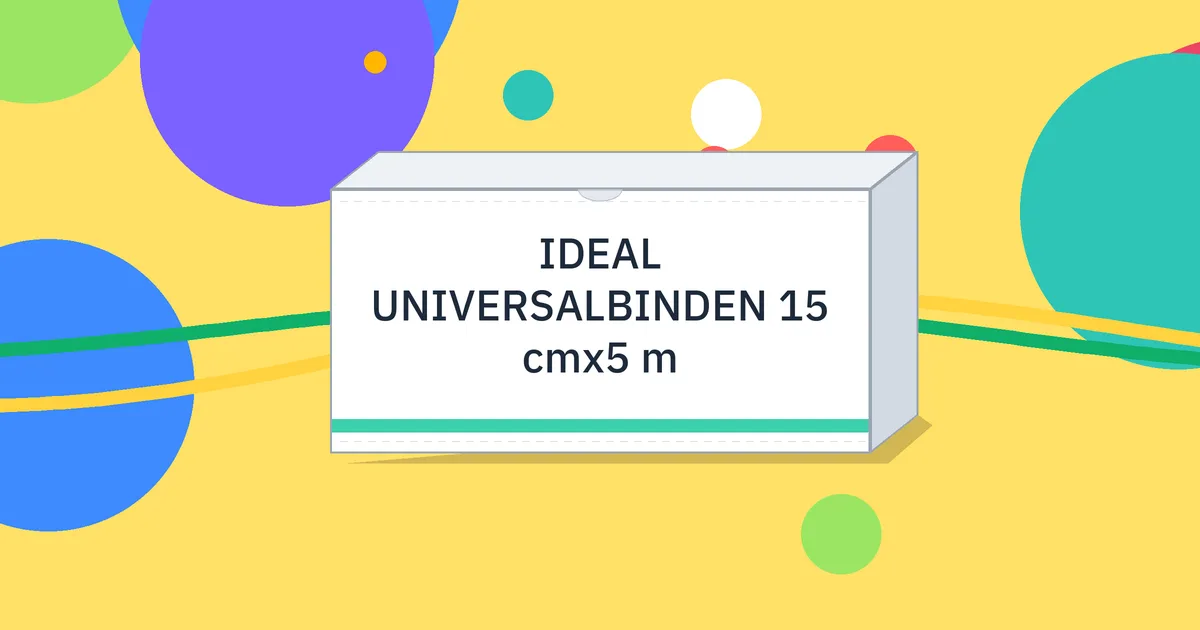 Symbolbild: Packung mit der Aufschrift IDEAL UNIVERSALBINDEN 15 cmx5 m (PZN 11859671) – Verfügbarkeit und Bezug in Apotheken in Frankfurt am Main