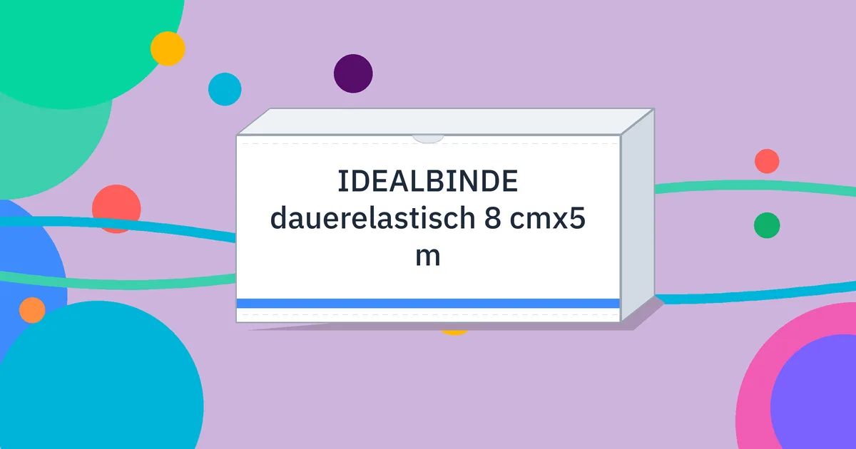 Symbolbild: Packung mit der Aufschrift IDEALBINDE dauerelastisch 8 cmx5 m (PZN 04794758) – Verfügbarkeit und Bezug in Apotheken in Frankfurt am Main