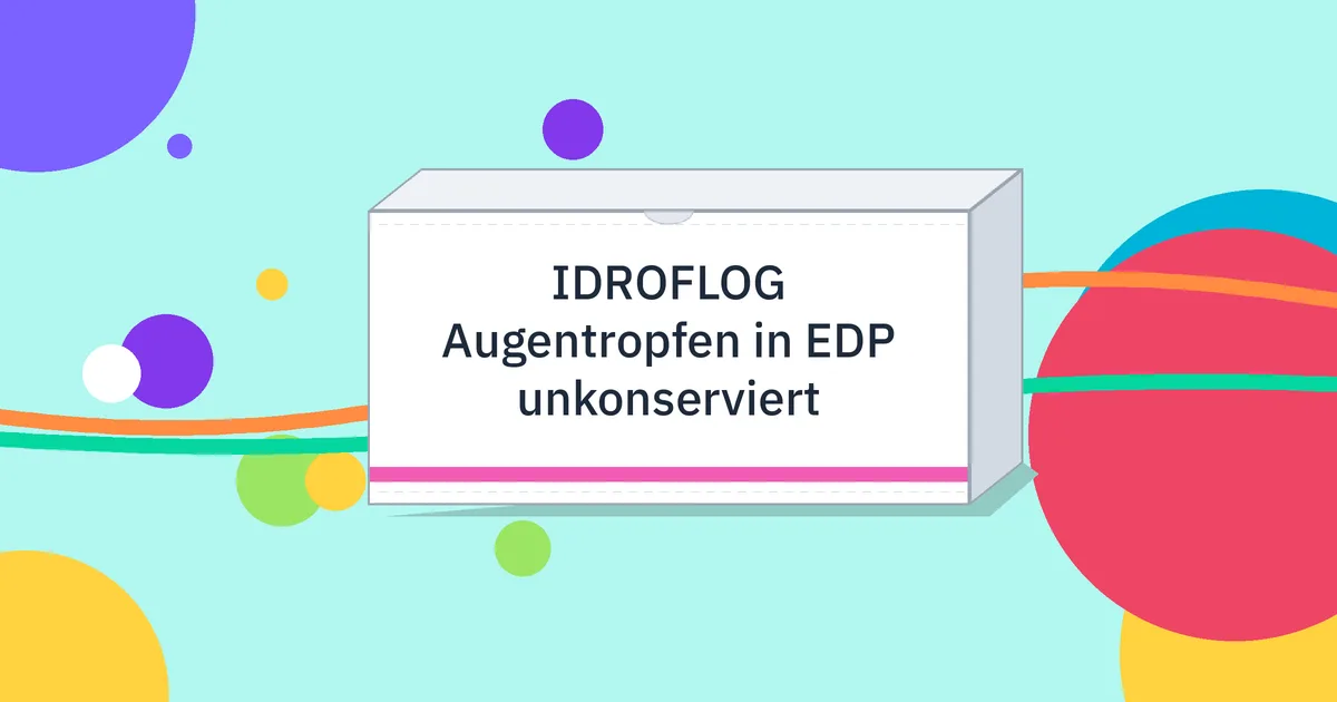 Symbolbild: Packung mit der Aufschrift IDROFLOG Augentropfen in EDP unkonserviert (PZN 18387465) – Verfügbarkeit und Bezug in Apotheken in Frankfurt am Main