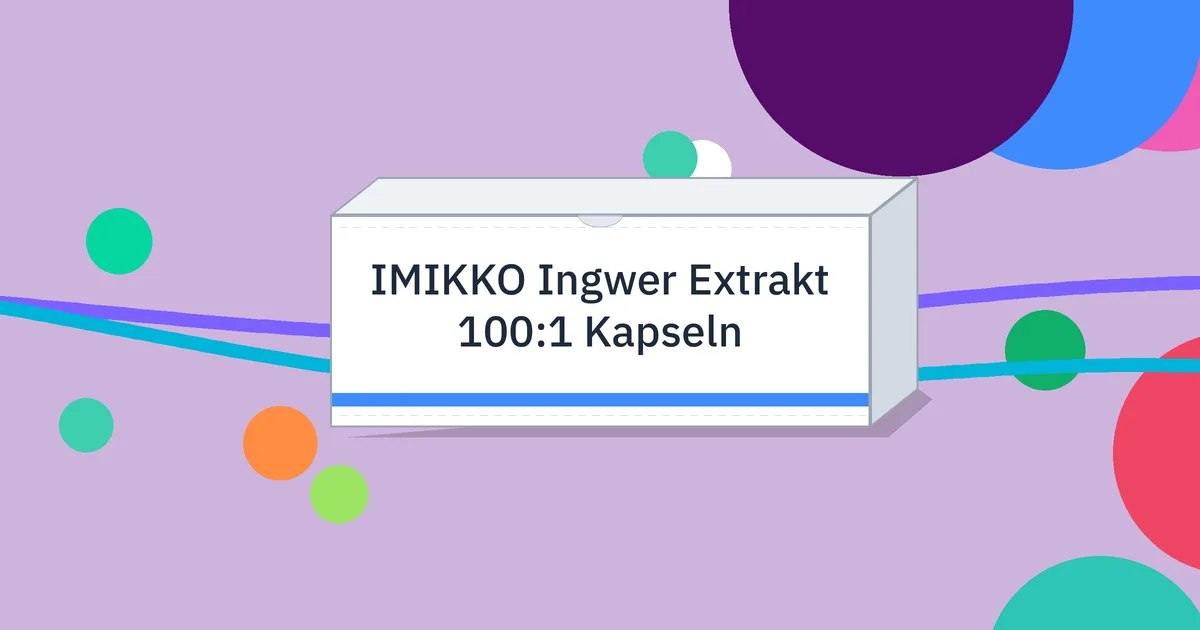 Symbolbild: Packung mit der Aufschrift IMIKKO Ingwer Extrakt 100:1 Kapseln (PZN 19995563) – Verfügbarkeit und Bezug in Apotheken in Frankfurt am Main