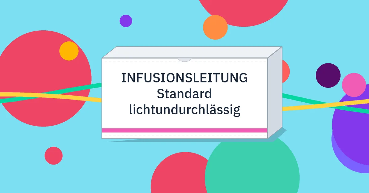 Symbolbild: Packung mit der Aufschrift INFUSIONSLEITUNG Standard lichtundurchlässig (PZN 00222775) – Verfügbarkeit und Bezug in Apotheken in Frankfurt am Main