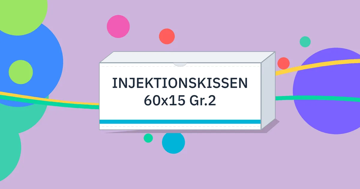 Symbolbild: Packung mit der Aufschrift INJEKTIONSKISSEN 60x15 Gr.2 (PZN 02439467) – Verfügbarkeit und Bezug in Apotheken in Frankfurt am Main