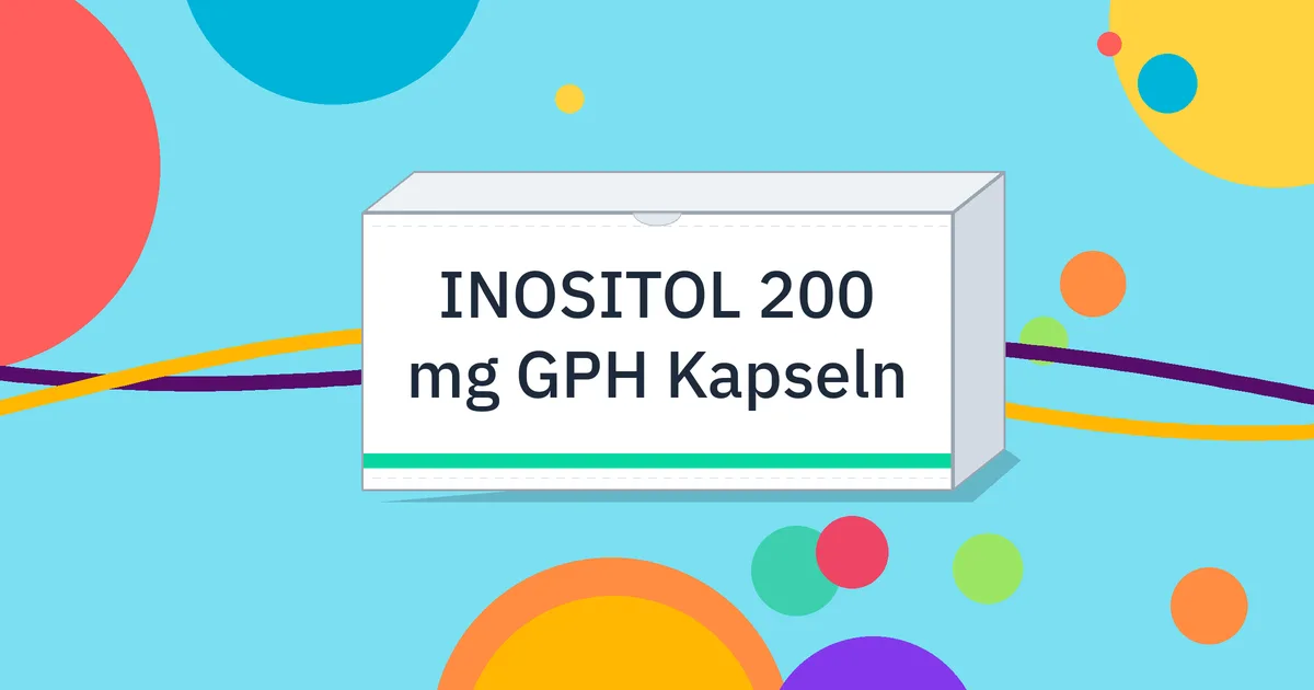 Symbolbild: Packung mit der Aufschrift INOSITOL 200 mg GPH Kapseln (PZN 09645520) – Verfügbarkeit und Bezug in Apotheken in Frankfurt am Main
