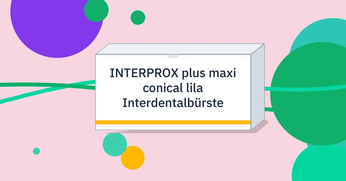 Symbolbild: Packung mit der Aufschrift INTERPROX plus maxi conical lila Interdentalbürste (PZN 19262872) – Verfügbarkeit und Bezug in Apotheken in Frankfurt am Main