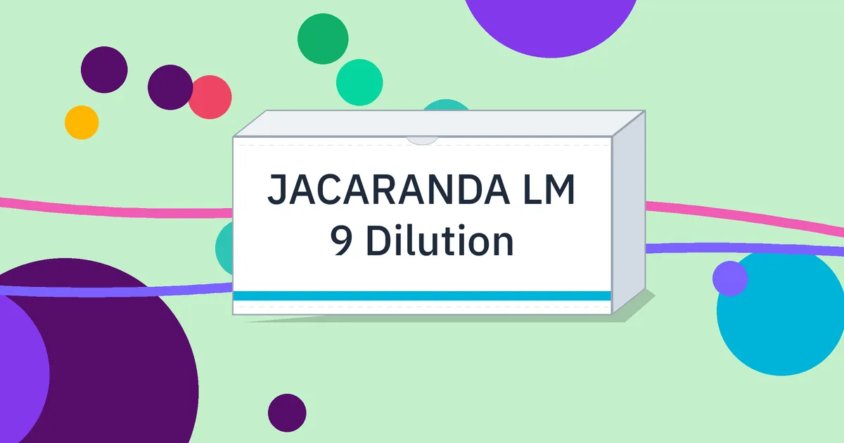 Symbolbild: Packung mit der Aufschrift JACARANDA LM 9 Dilution (PZN 13561355) – Verfügbarkeit und Bezug in Apotheken in Frankfurt am Main