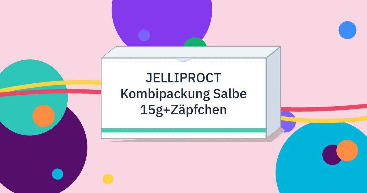 Symbolbild: Packung mit der Aufschrift JELLIPROCT Kombipackung Salbe 15g+Zäpfchen (PZN 01798023) – Verfügbarkeit und Bezug in Apotheken in Frankfurt am Main