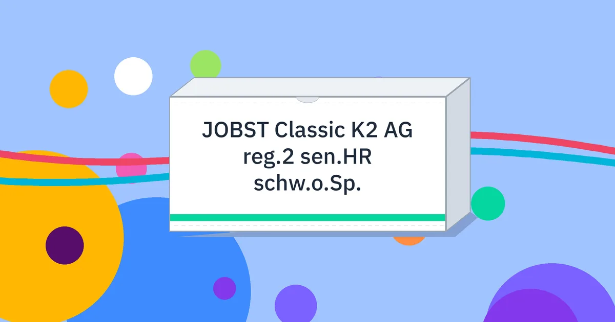Symbolbild: Packung mit der Aufschrift JOBST Classic K2 AG reg.2 sen.HR schw.o.Sp. (PZN 17960046) – Verfügbarkeit und Bezug in Apotheken in Frankfurt am Main