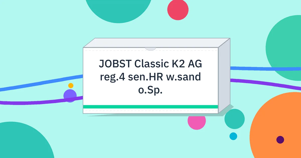 Symbolbild: Packung mit der Aufschrift JOBST Classic K2 AG reg.4 sen.HR w.sand o.Sp. (PZN 17960738) – Verfügbarkeit und Bezug in Apotheken in Frankfurt am Main
