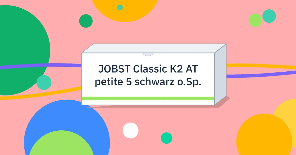 Symbolbild: Packung mit der Aufschrift JOBST Classic K2 AT petite 5 schwarz o.Sp. (PZN 11275668) – Verfügbarkeit und Bezug in Apotheken in Frankfurt am Main